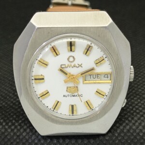 Vintage Omax Automatic Swiss Mens Day/date White Dial Wrist Watch 579 ...