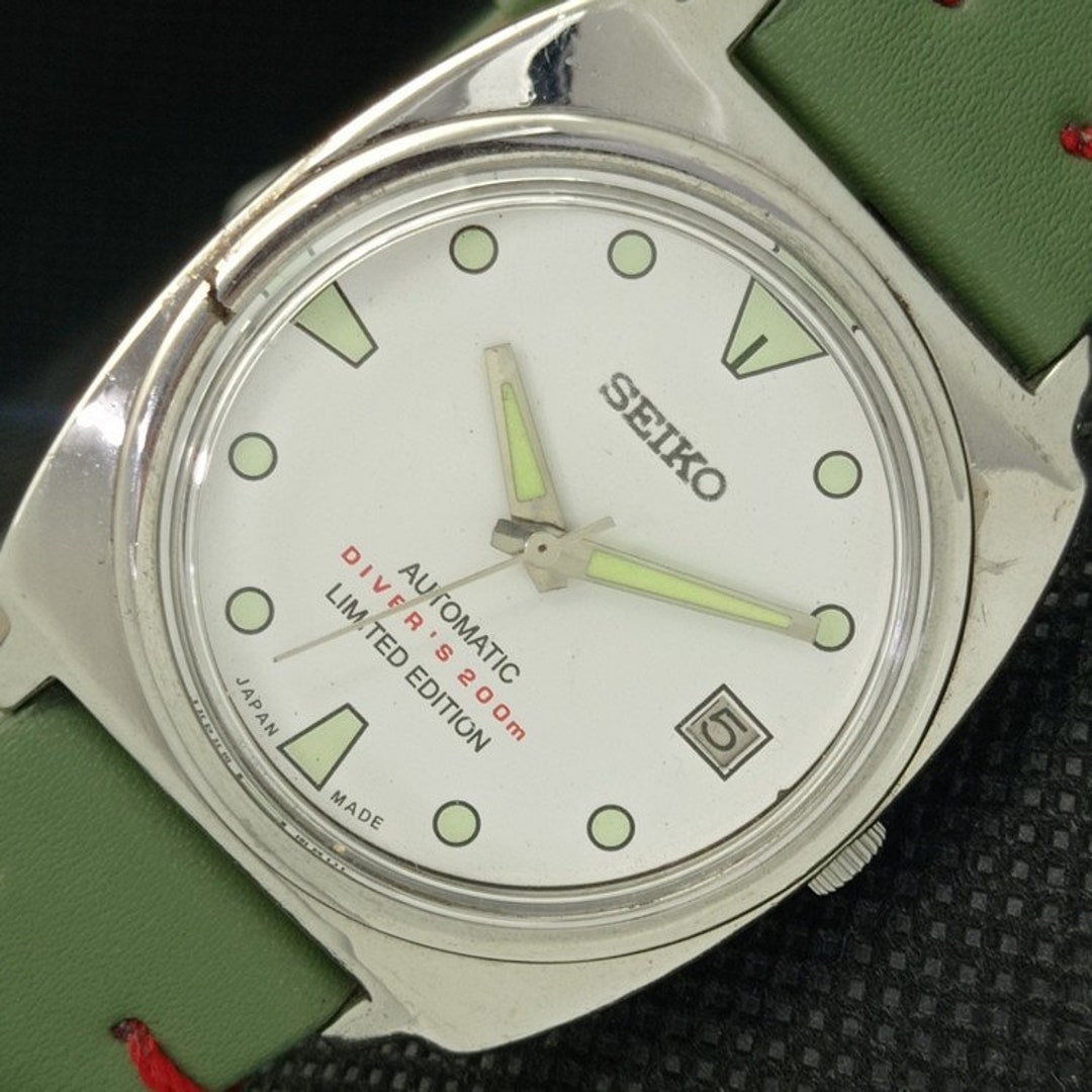 Vintage Seiko 5 Automatic 7005a Japan Mens Date White Dial Watch 594a ...