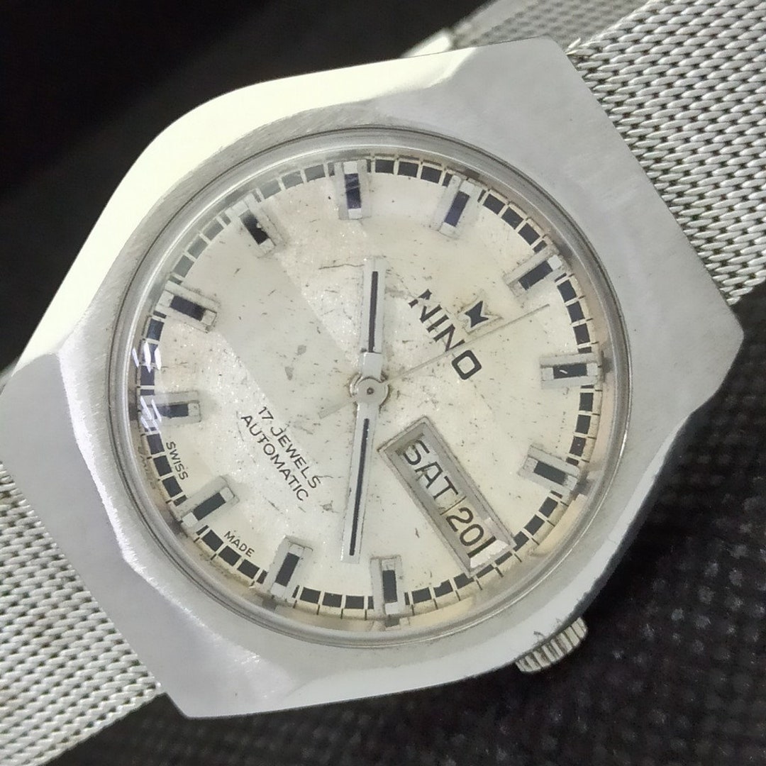 Vintage Nino Automatic Swiss Mens Day/date Original Dial Wrist Watch ...