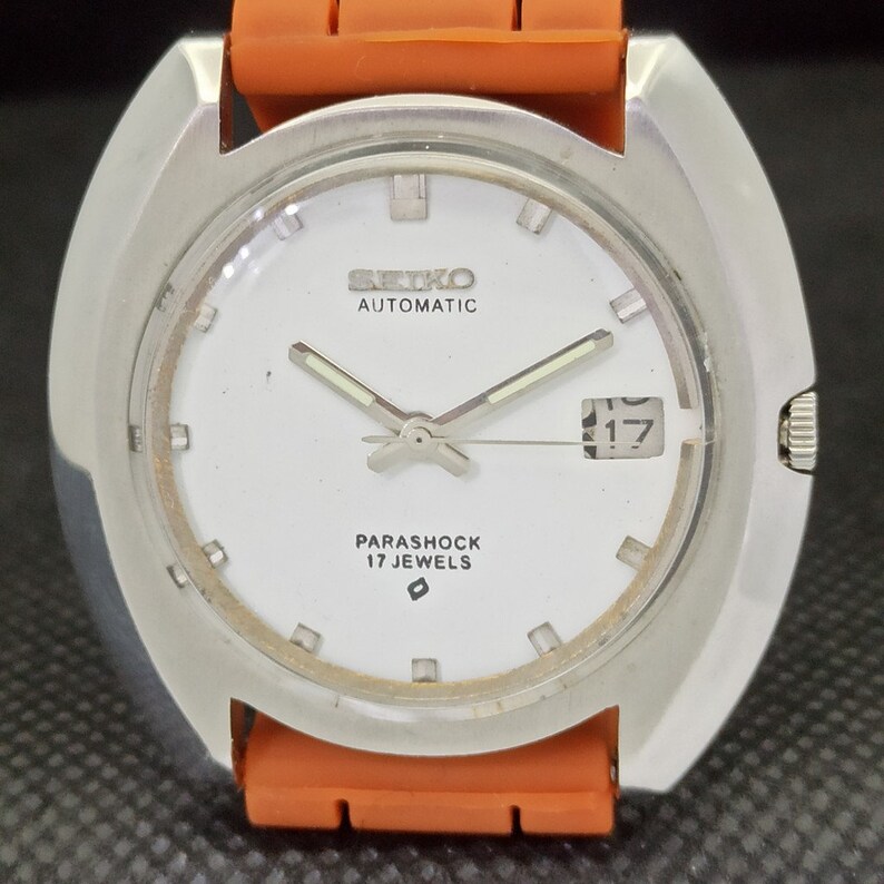 Rare Vintage Seiko 5 Automatic 7005a Japan Mens Date White Dial Watch ...