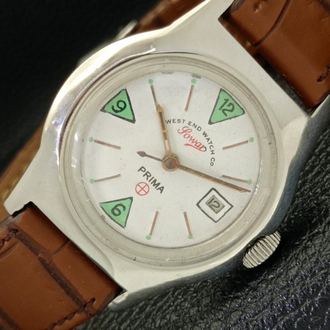 Hand-winding Vintage West End Watch Co Sowar Prima Swiss Boy Date White ...