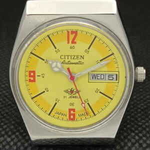 Vintage Citizen Automatic 8200 Japan Mens Day/date Yellow Dial Watch ...