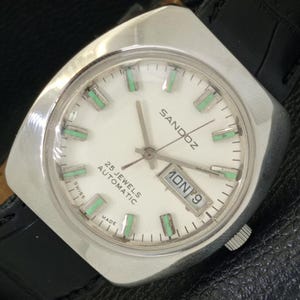 Vintage Sandoz Automatic Swiss Mens Day&date White Color Dial Wrist Watch A427757-a - Etsy