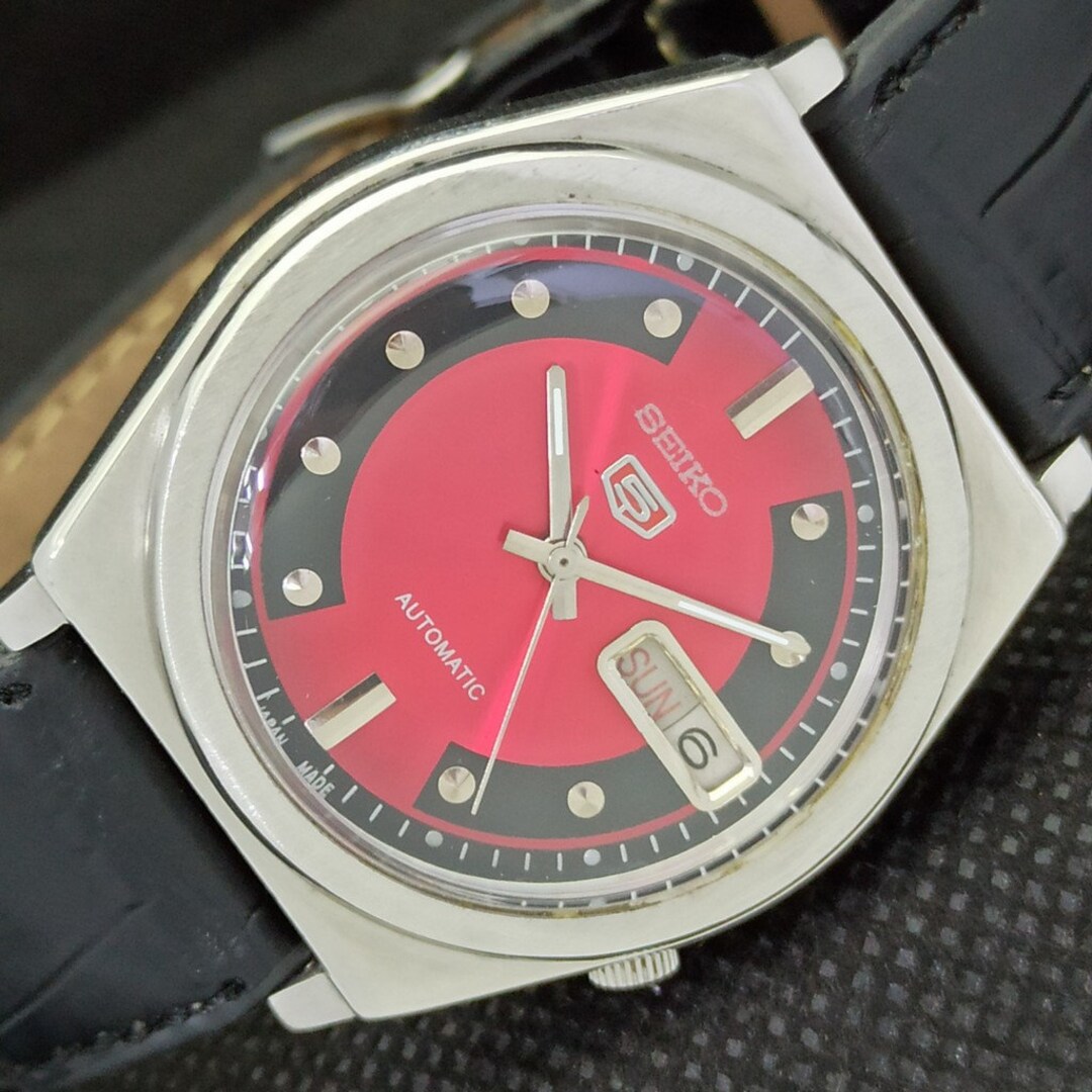 Rare Old Vintage Seiko 5 Automatic 7009a Japan Mens Day/date Red Dial ...