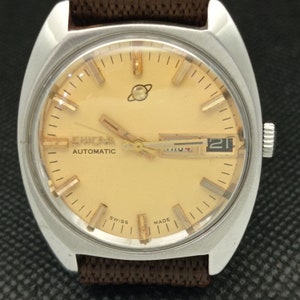 Vintage Enicar Automatic Swiss Mens Day/date Beige Dial Wrist Watch 606 ...
