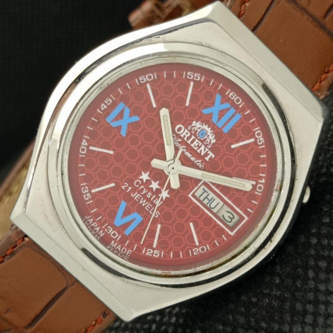 Orient Crystal Old Mens Automatic 46943 - Japan Red Dial Watch A424937 ...