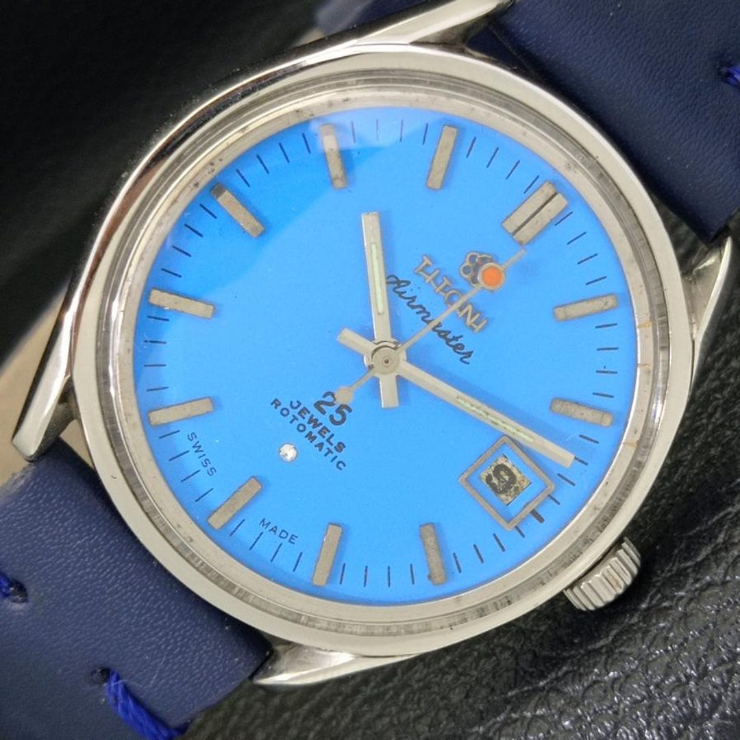 Vintage Titoni Airmaster Rotomatic Swiss Mens Date Blue Dial Wrist ...