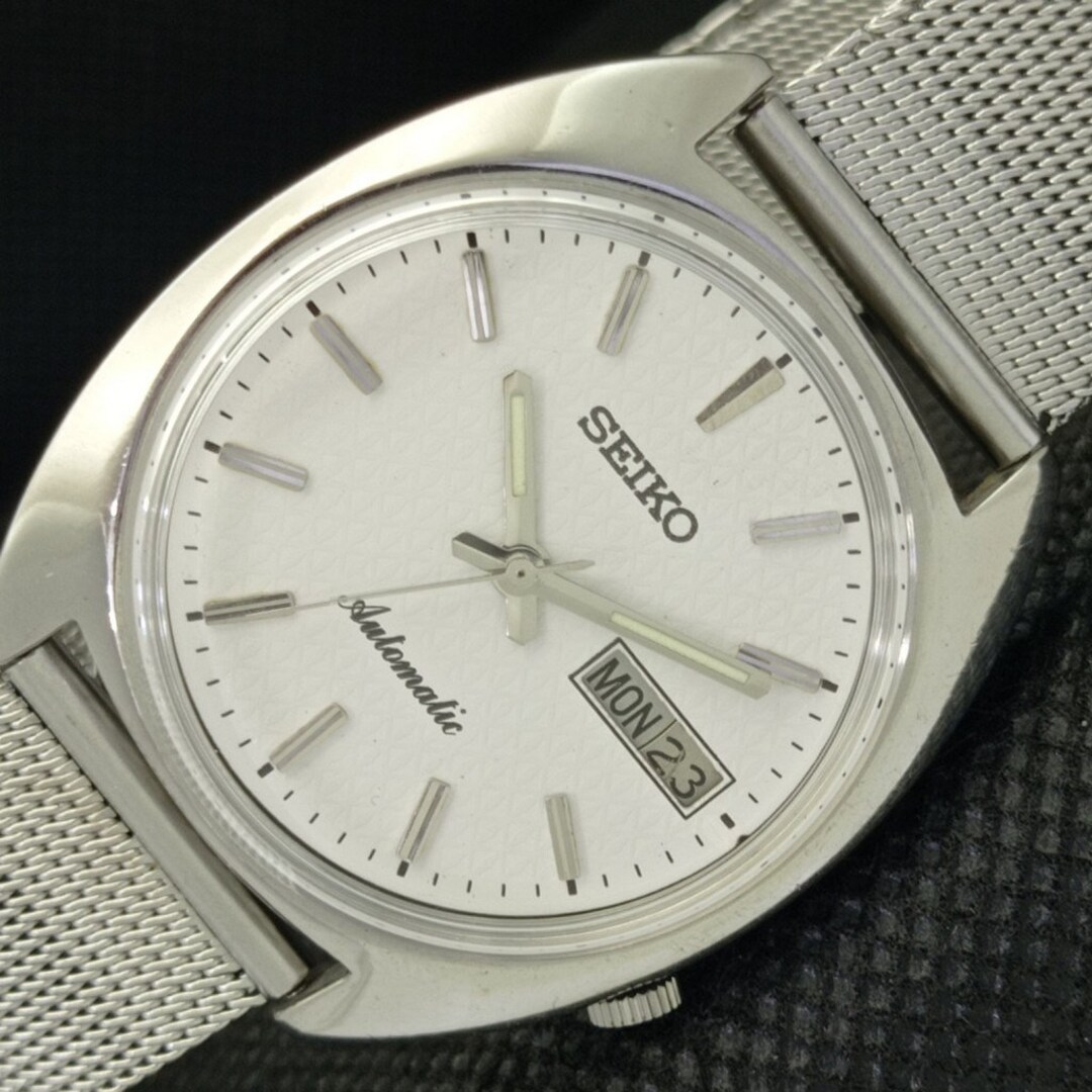 Vintage Seiko Automatic Japan Mens Day/date White Dial Watch 604 ...