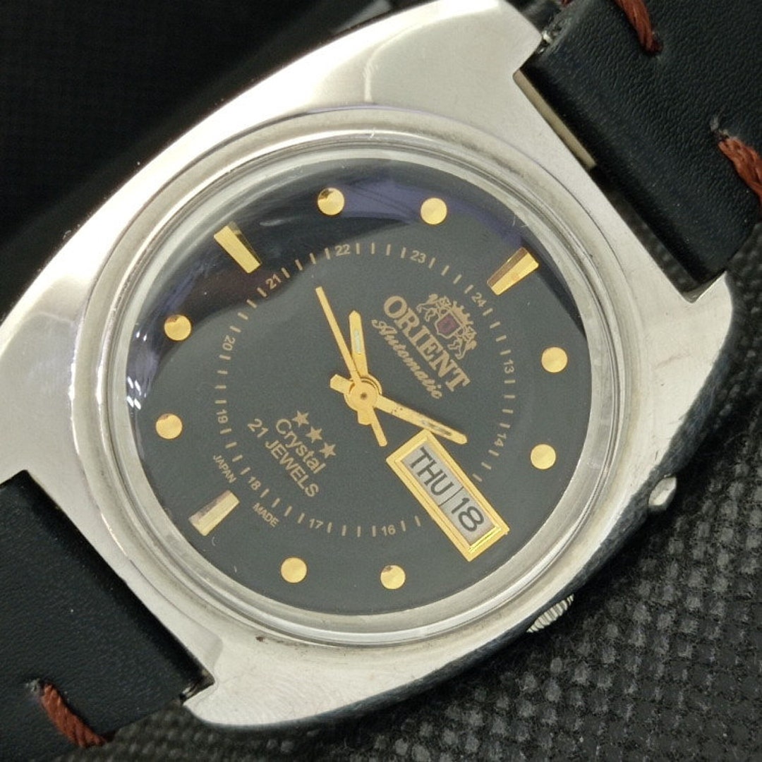 Vintage Orient Crystal Automatic 46941 Japan Mens Day/date Black Dial ...