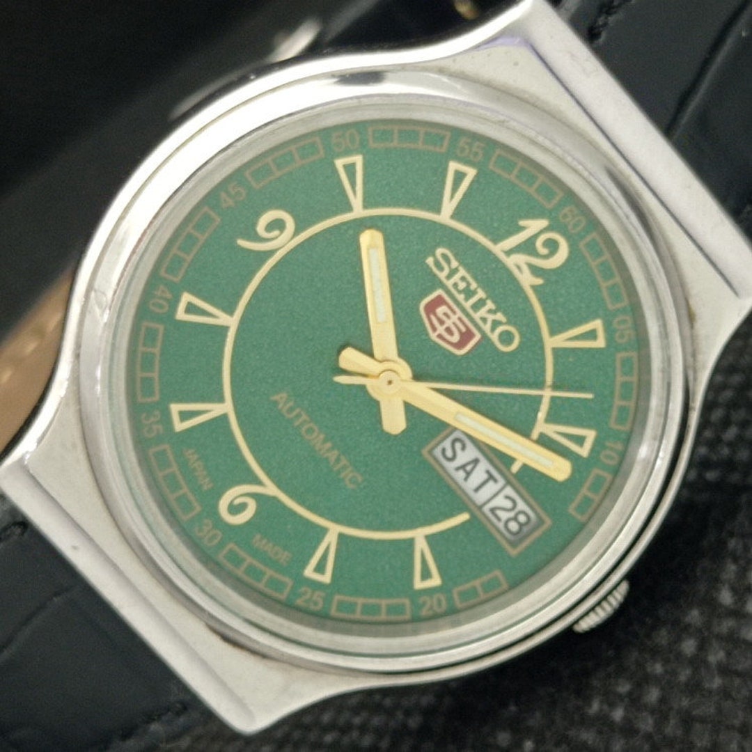 Vintage Seiko 5 Automatic 6349a Japan Mens Day/date Green Dial Watch ...
