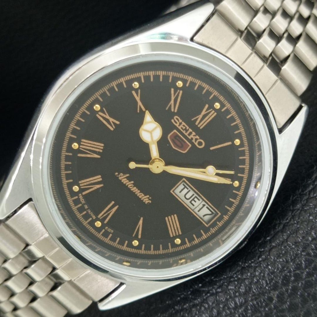 Vintage Seiko 5 Automatic 6309a Japan Refurbished Mens Day/date Black ...