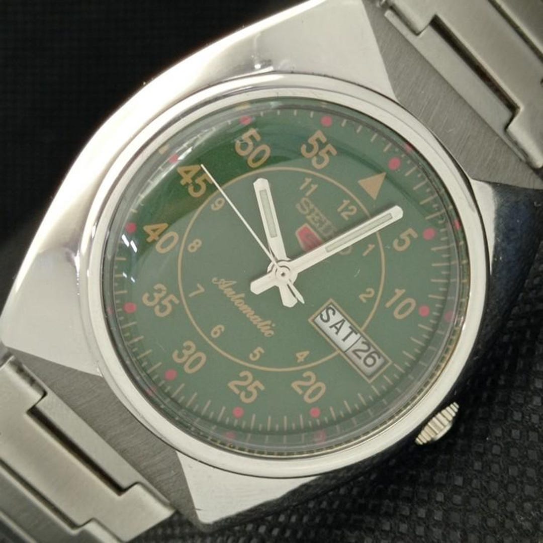 Genuine Vintage Seiko 5 Automatic 6319a Japan Mens Day/date Green Dial ...