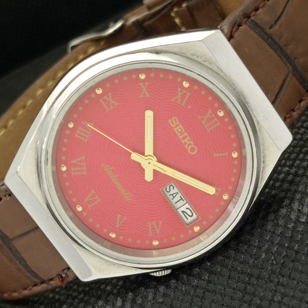 Vintage Seiko Automatic 6309a Japan Mens Day/date Red Dial Watch 568f ...