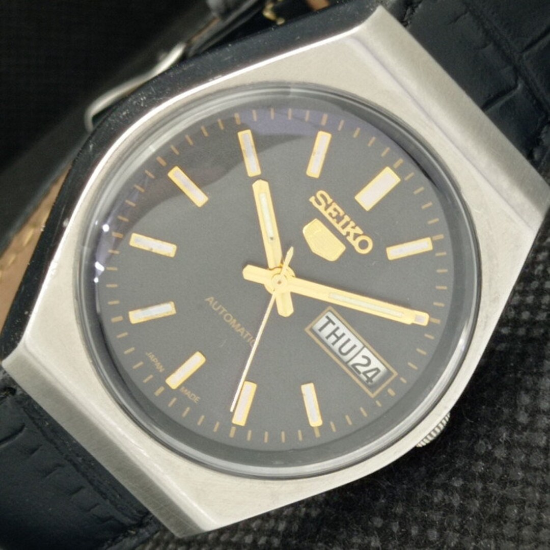 Vintage Seiko 5 Automatic 6349a Japan Mens Day/date Black Dial Watch ...