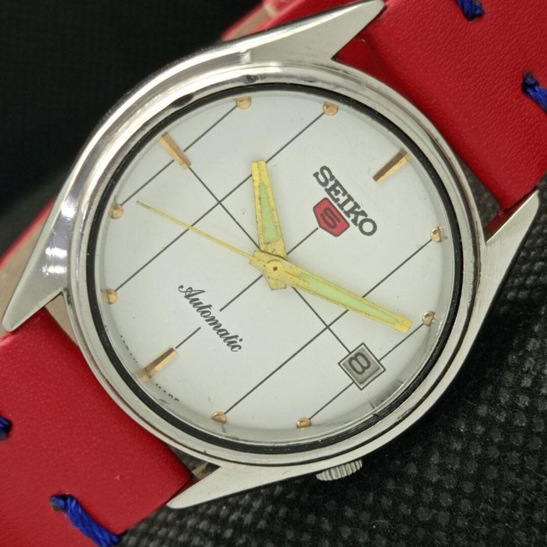 Mens Vintage Seiko 5 Automatic Japan 7005a White Dial Wrist Watch ...