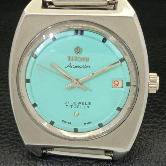 Mens Titoni Airmaster Titoflex 2409 Date Swiss Turqoi… - Gem