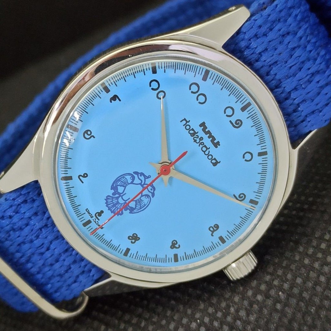 Genuine Vintage Hmt Winding Indian Mens Sky Blue Watch 545h-a288523-1 ...