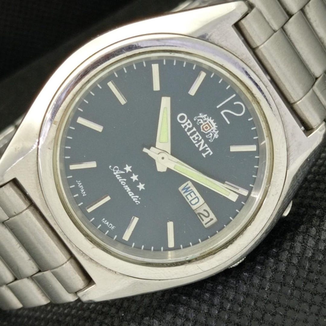 Genuine Vintage Orient Automatic 46941 Japan Mens D/d Blue Dial Watch ...