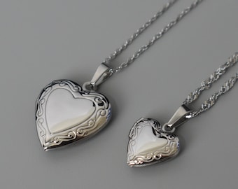 Silver Heart Locket Necklace - Etsy
