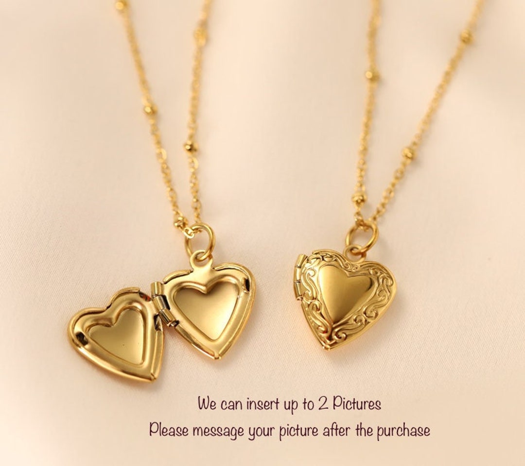 Heart Locket Jewelry Gold Necklace Sign Lovers Gift for Her Woman Love ...