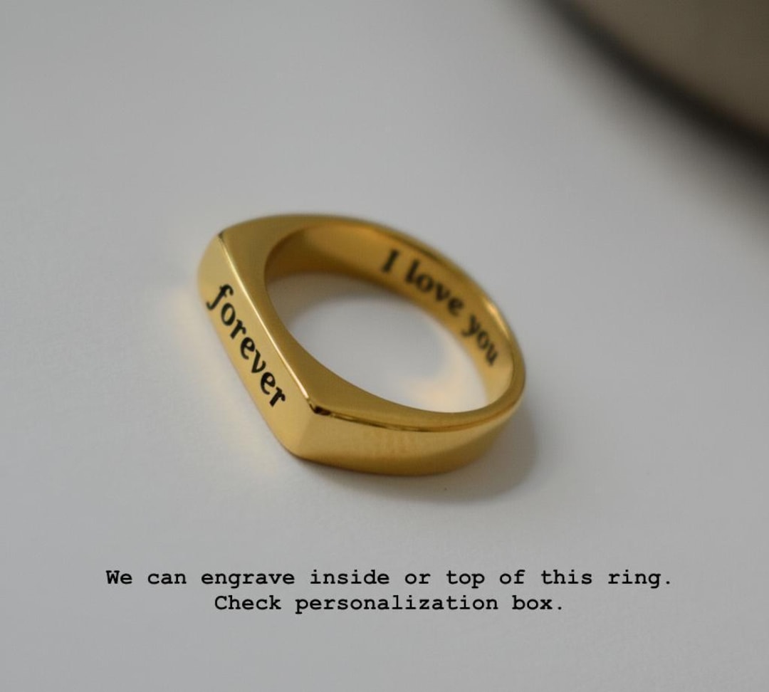 Gold Filled ID Ring Water Resistant Minimalist Dainty Signet Her ...