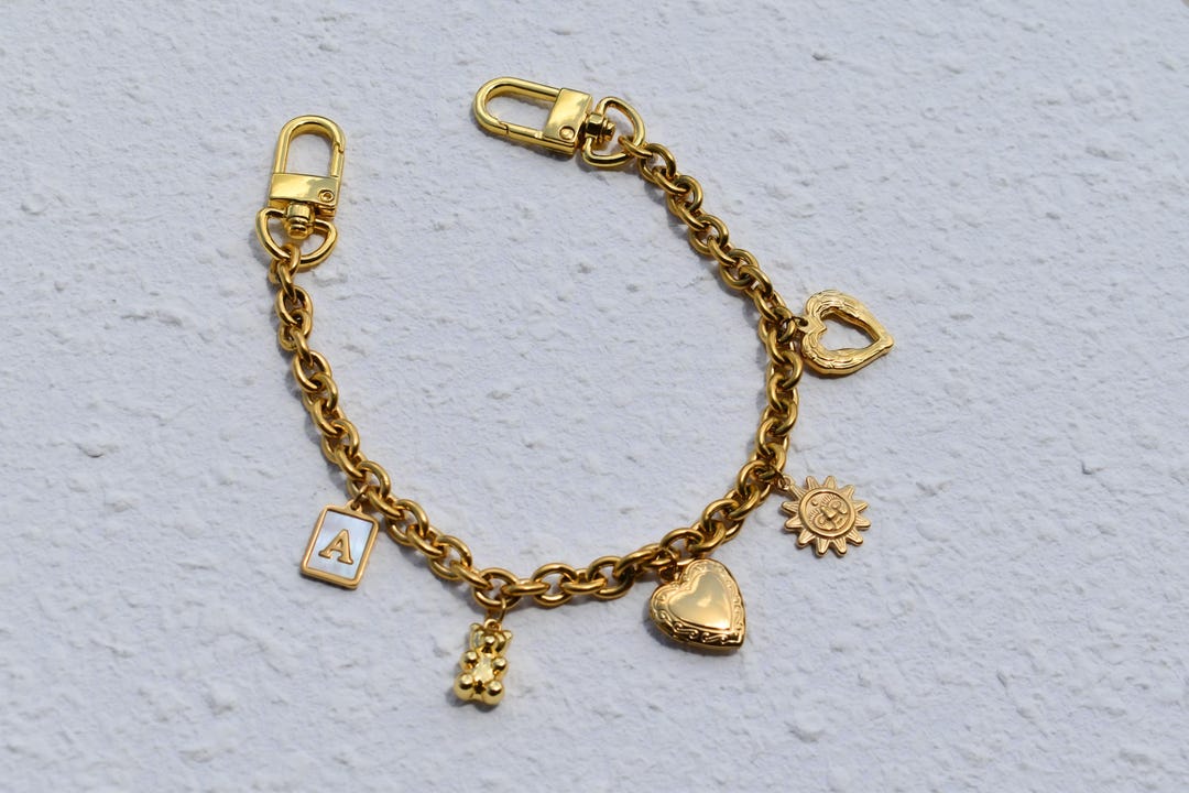 Bag Charm, Gold Filled Purse Chain With Multi Charm, Women Handbag ...