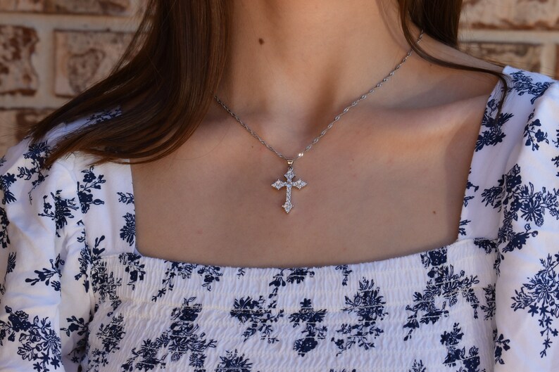 Silver Cross Necklace Jesus Ankh Cross Charm Necklace Silver - Etsy