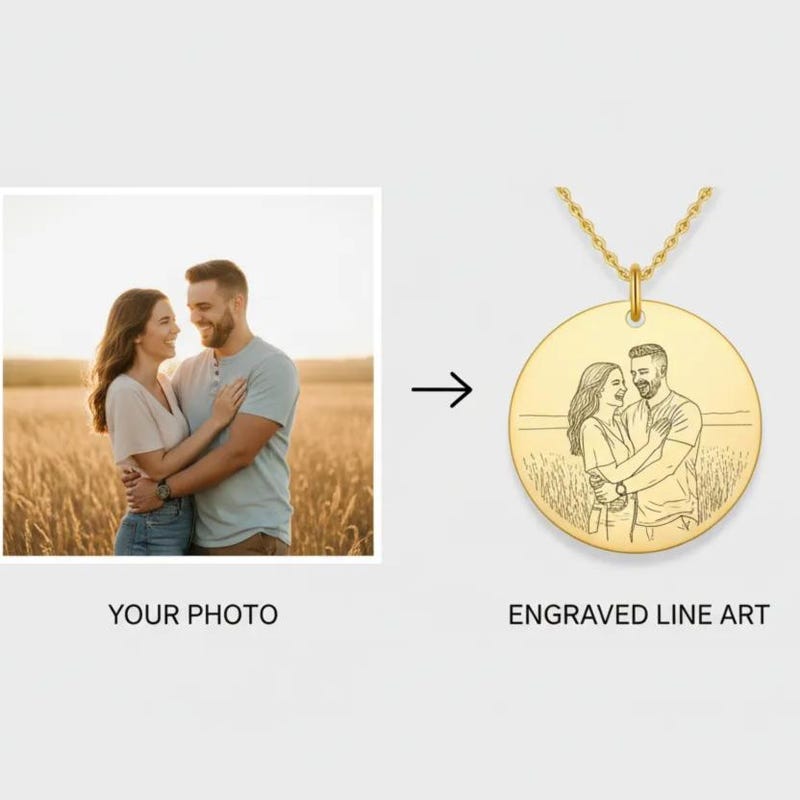 Line Art Photo Jewelry - Etsy