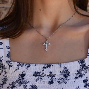 Silver Cross Necklace, Jesus Ankh Cross Charm Necklace, Silver Chain ...