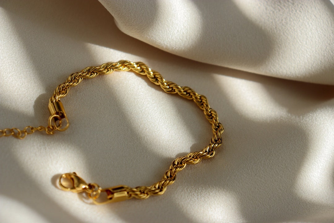 Gold Filled Thick Rope Bracelet Twist Gold Stainless Steel - Etsy