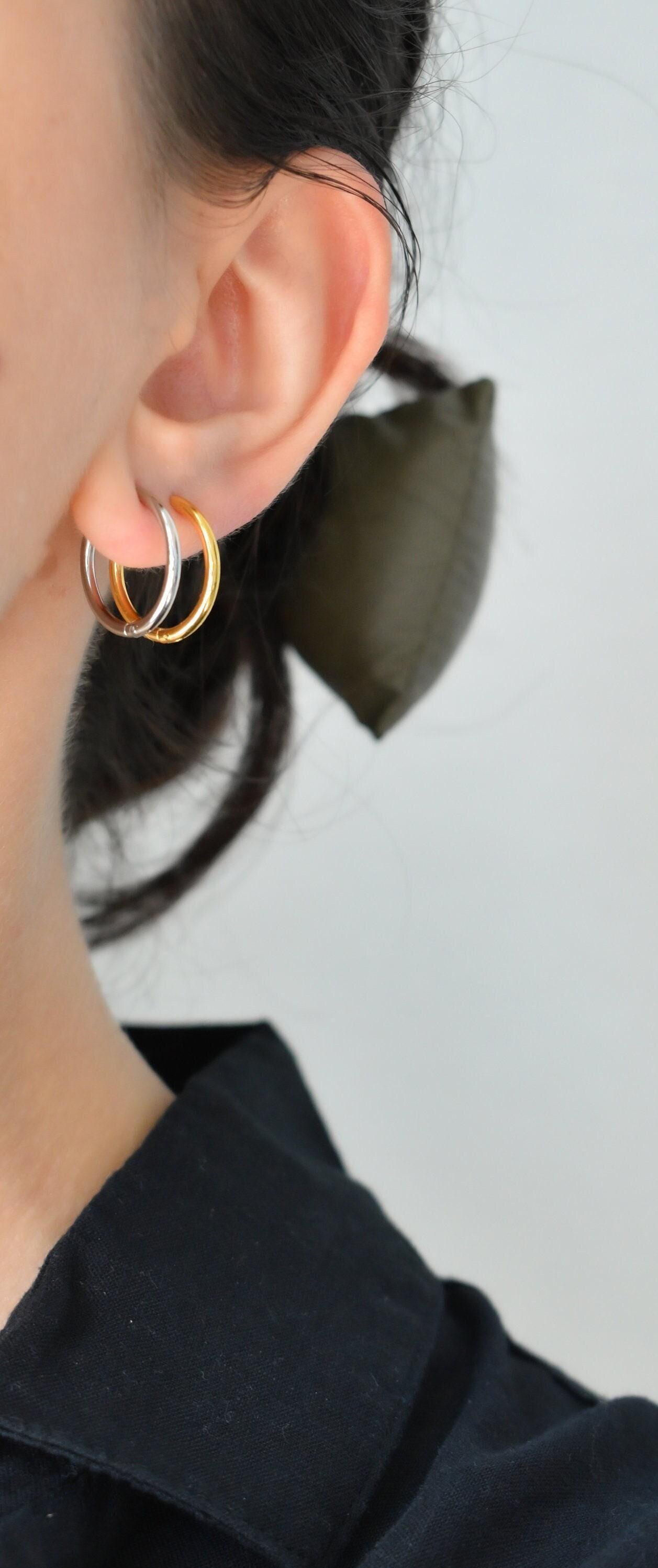 Silver Hoop Earrings 40mm 50mm Large Stainless Hoops Casual Nigh Out ...
