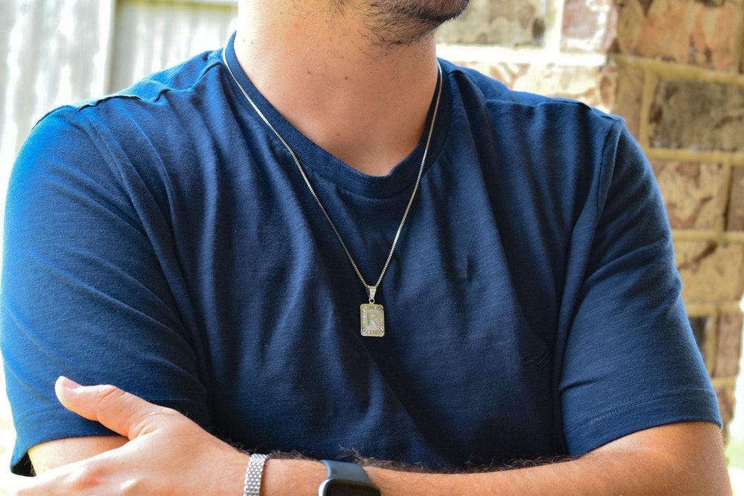 Silver Initial Necklace- Sterling Silver Letter Pendant- Initial ...