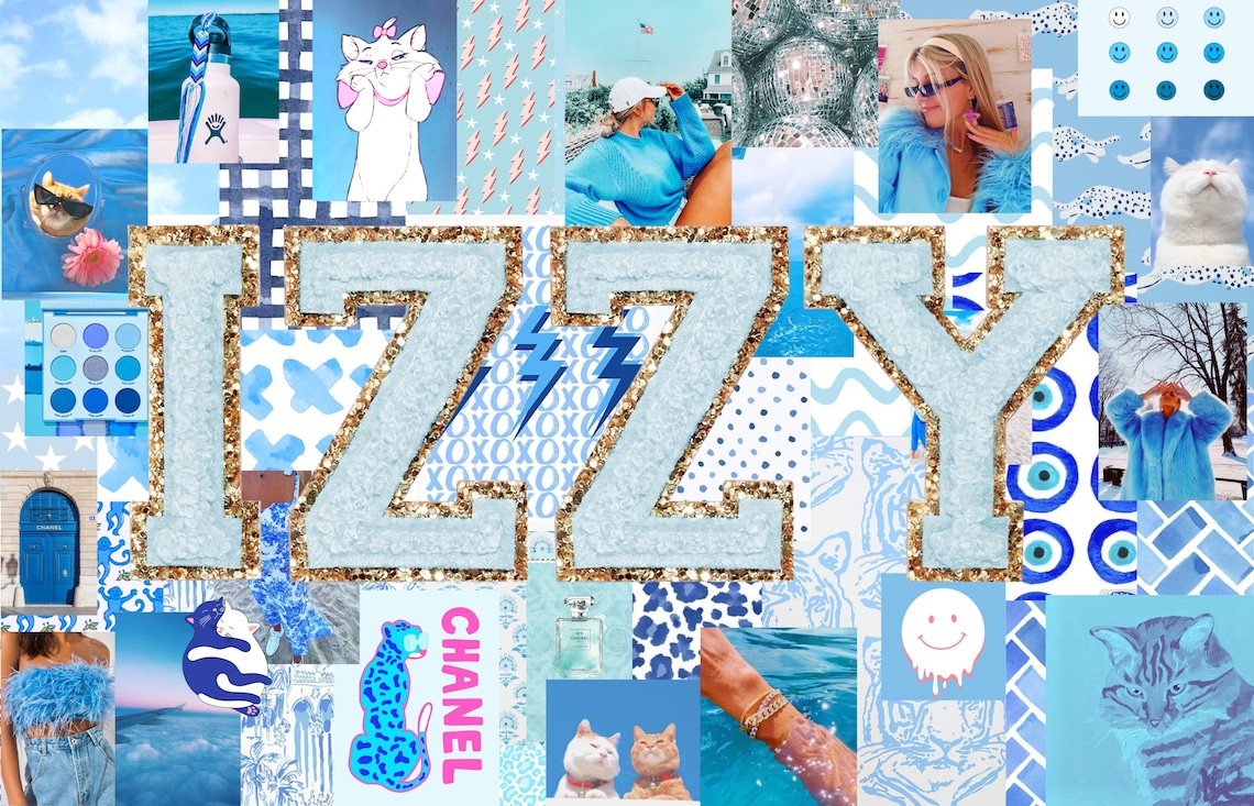 Custom Blue Preppy Monogram Desktop Wallpaper Collage - Etsy
