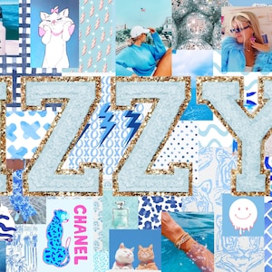 Custom Blue Preppy Monogram Desktop Wallpaper Collage - Etsy