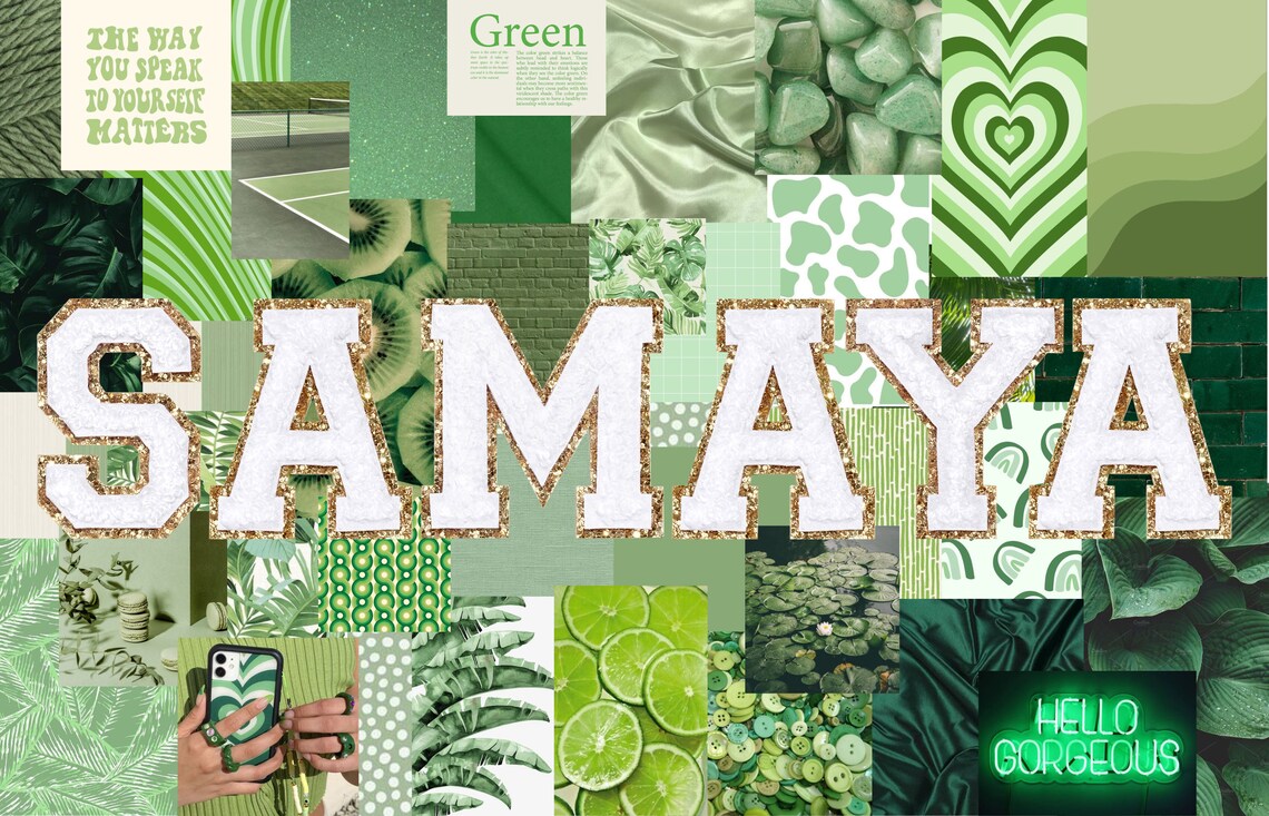 Custom Green Preppy Monogram Desktop Wallpaper Collage - Etsy