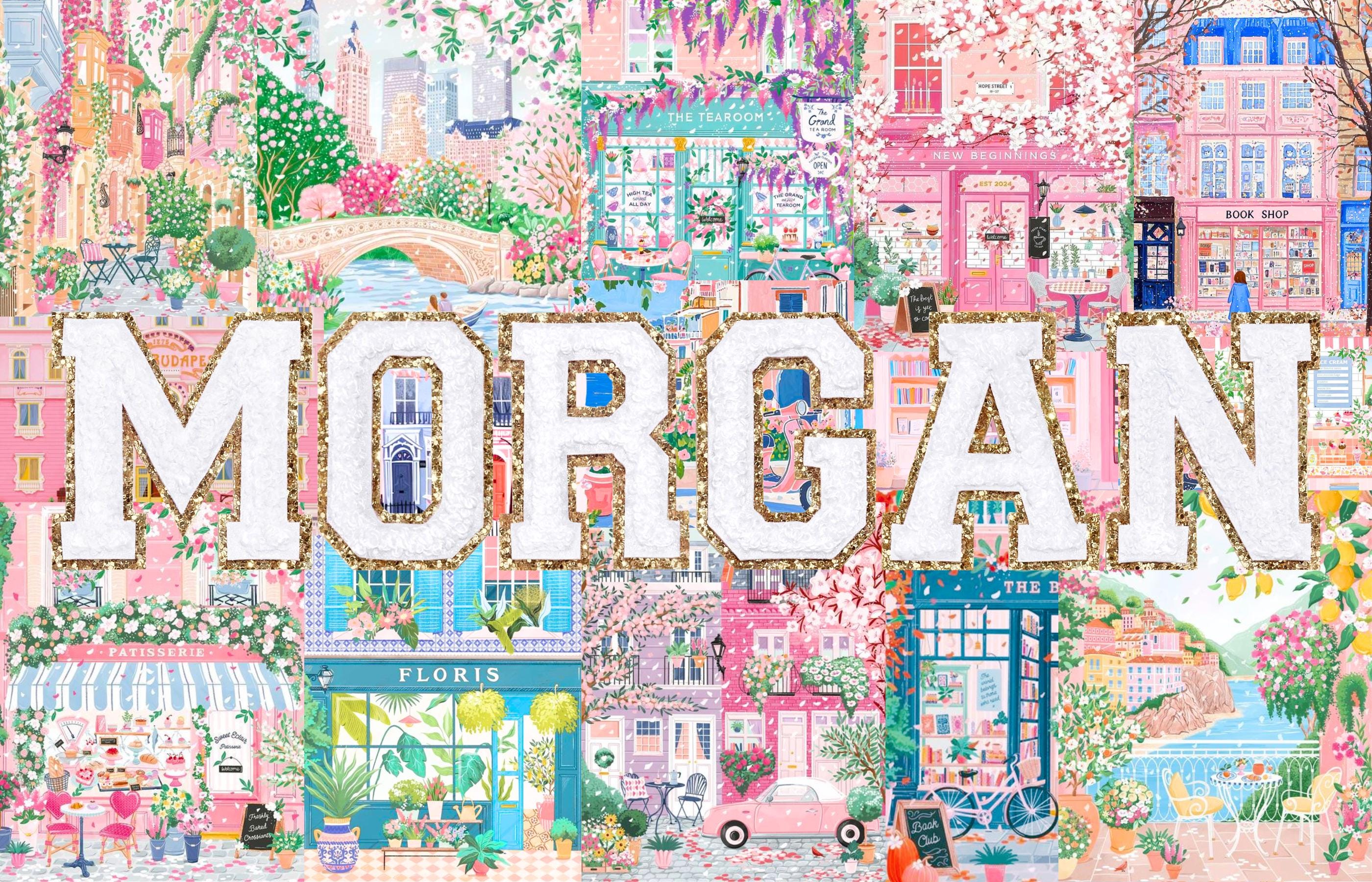 Custom Floral Preppy Monogram Desktop Wallpaper Collage - Etsy