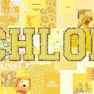 Custom Yellow Preppy Monogram Desktop Wallpaper Collage - Etsy