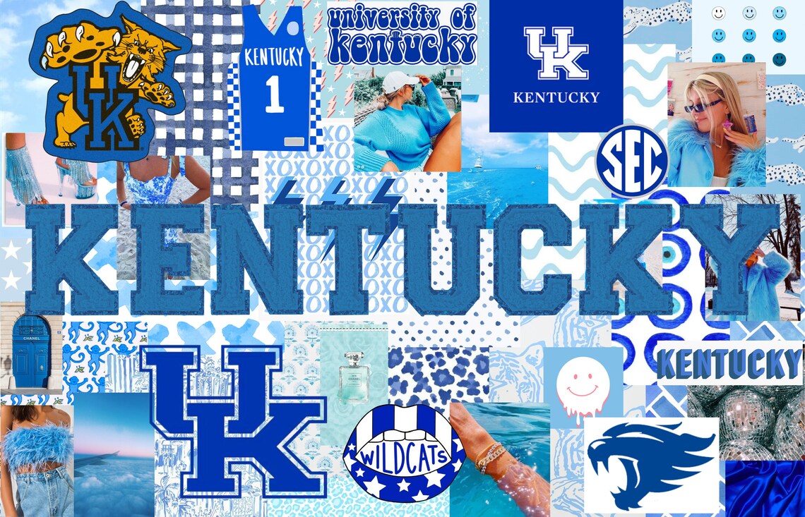Custom Blue Preppy Monogram Desktop Wallpaper Collage - Etsy