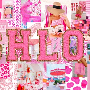 Custom Pink Preppy Monogram Desktop Wallpaper Collage - Etsy