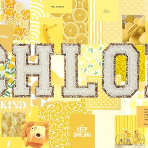 Custom Yellow Preppy Monogram Desktop Wallpaper Collage - Etsy