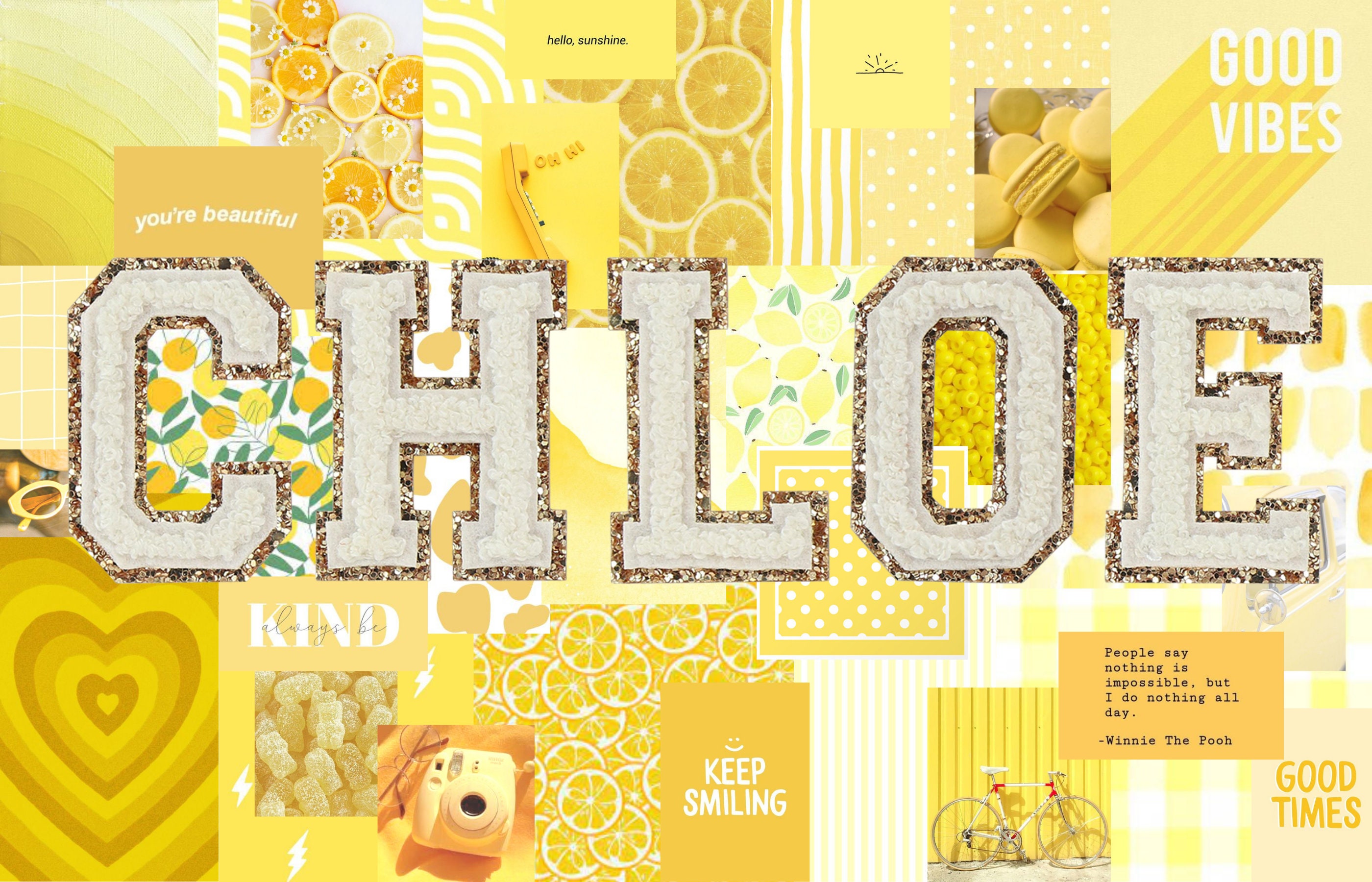 Custom Yellow Preppy Monogram Desktop Wallpaper Collage - Etsy