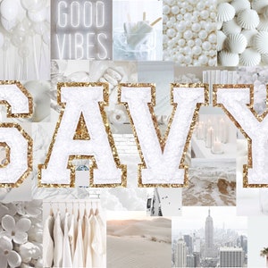 Custom White Preppy Monogram Desktop Wallpaper Collage - Etsy