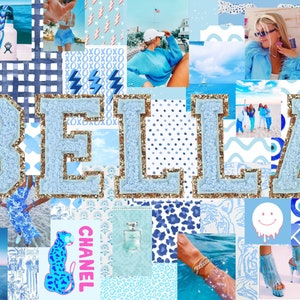 Custom Blue Preppy Monogram Desktop Wallpaper Collage - Etsy