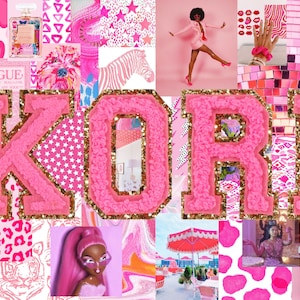 Custom Pink Preppy Monogram Desktop Wallpaper Collage - Etsy