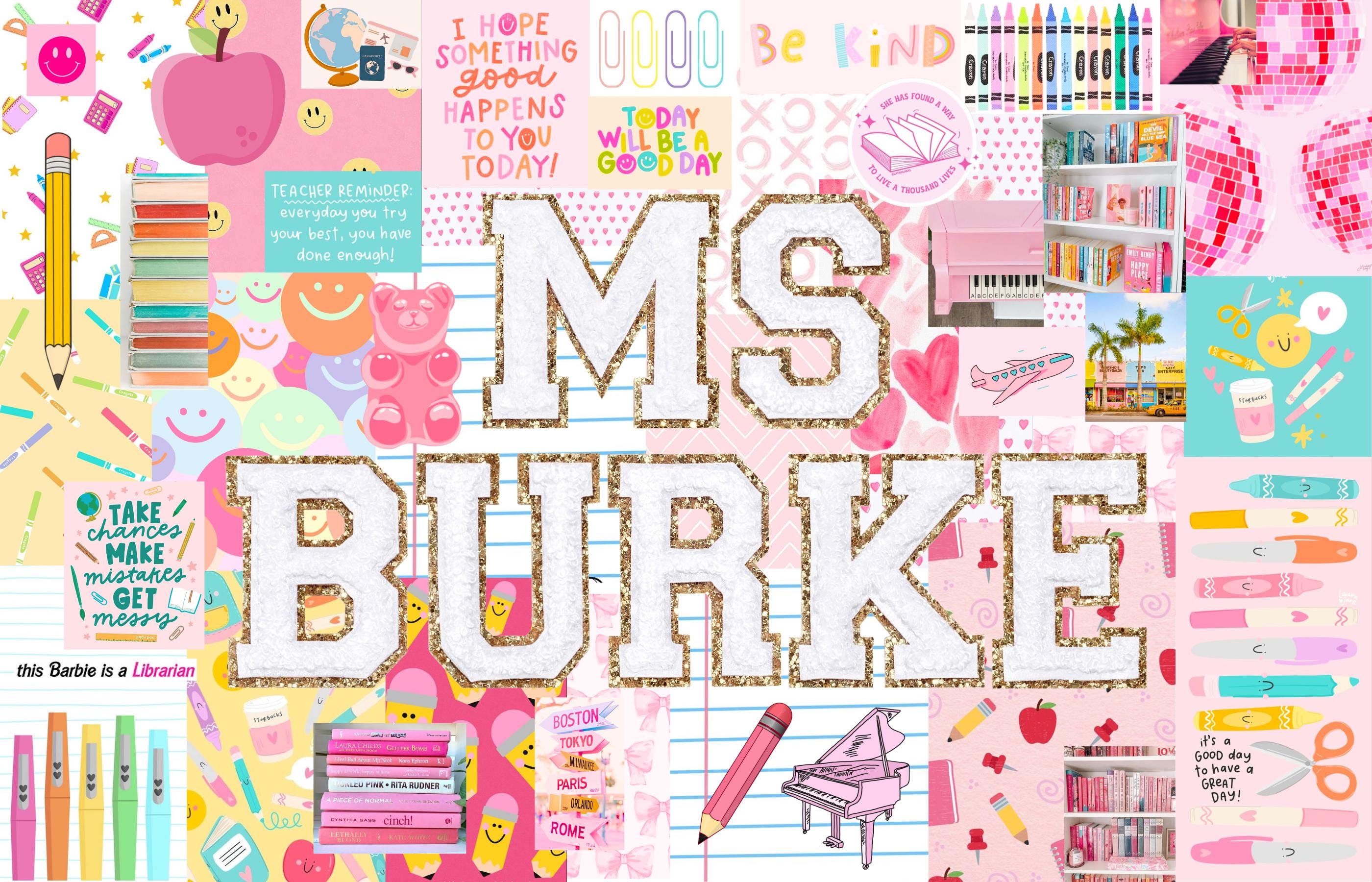 Custom Teacher Preppy Monogram Desktop Wallpaper Collage - Etsy