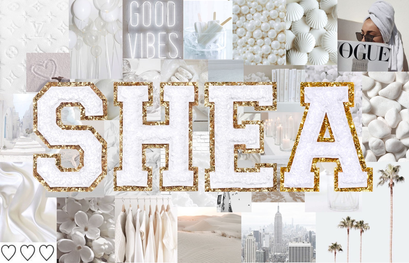 Custom White Preppy Monogram Desktop Wallpaper Collage - Etsy