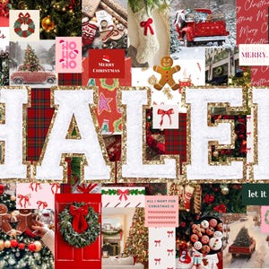 Custom Christmas Monogram Preppy Desktop Wallpaper Collage - Etsy