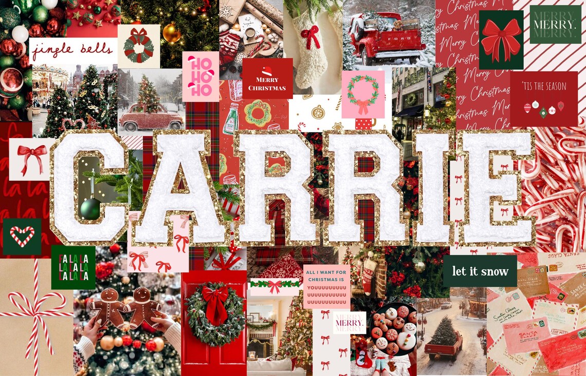 Custom Christmas Monogram Preppy Desktop Wallpaper Collage - Etsy