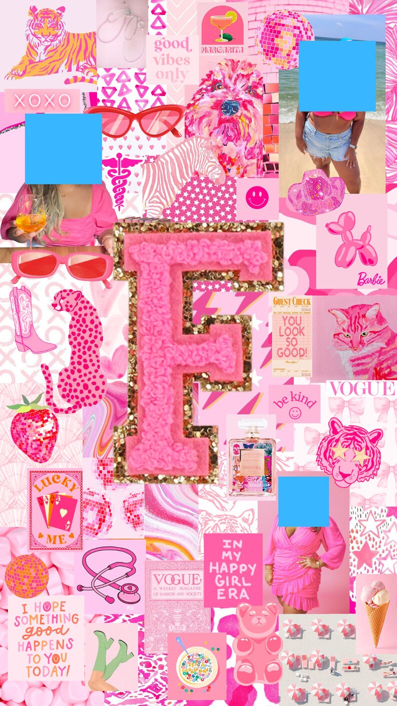 Fully Custom Preppy Monogram Desktop Wallpaper Collage - Etsy