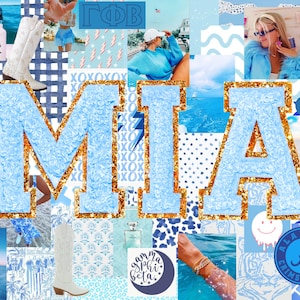 Custom Blue Preppy Monogram Desktop Wallpaper Collage - Etsy